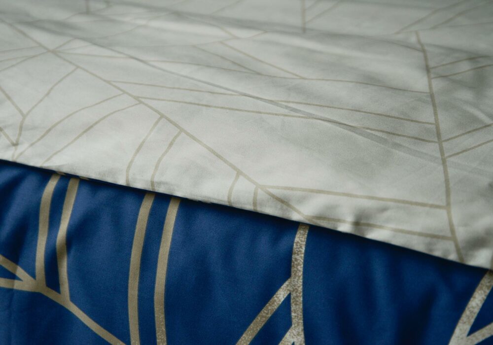 Reversible Duvet Set in Deep Blue | Mosaic Print | Natural Bed Company