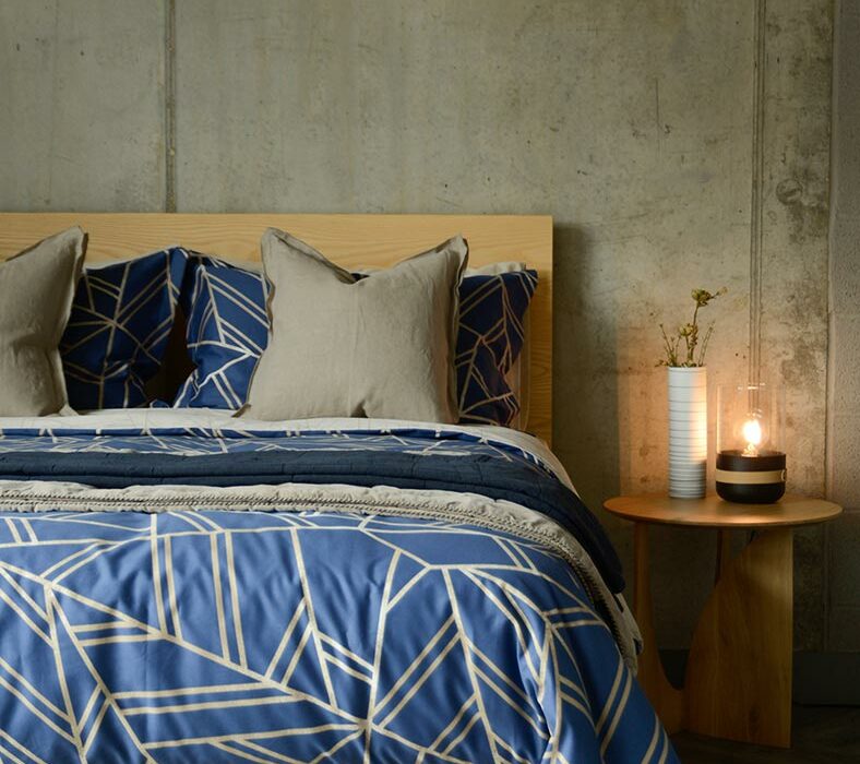 Reversible Duvet Set in Deep Blue | Mosaic Print | Natural Bed Company