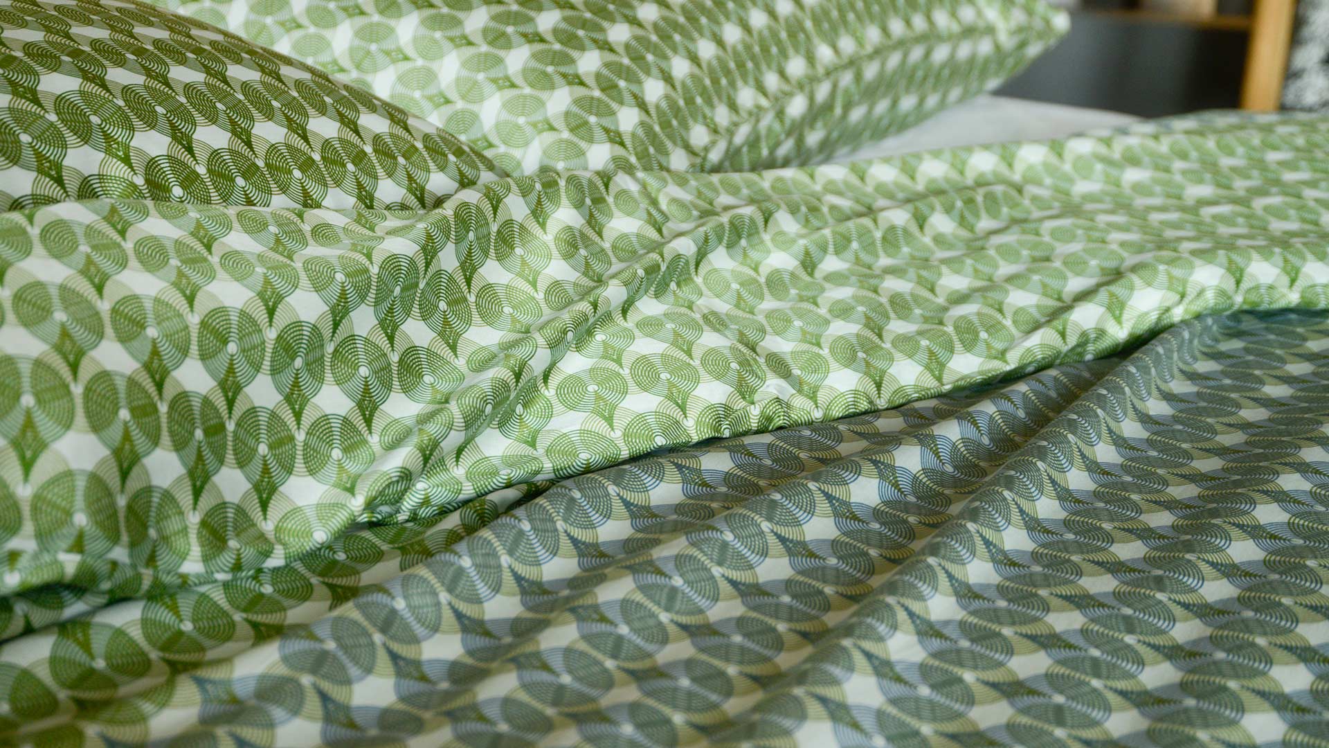 Circle Pattern Cotton Blend Bedding - Teal or Rust - Natural Bed Company