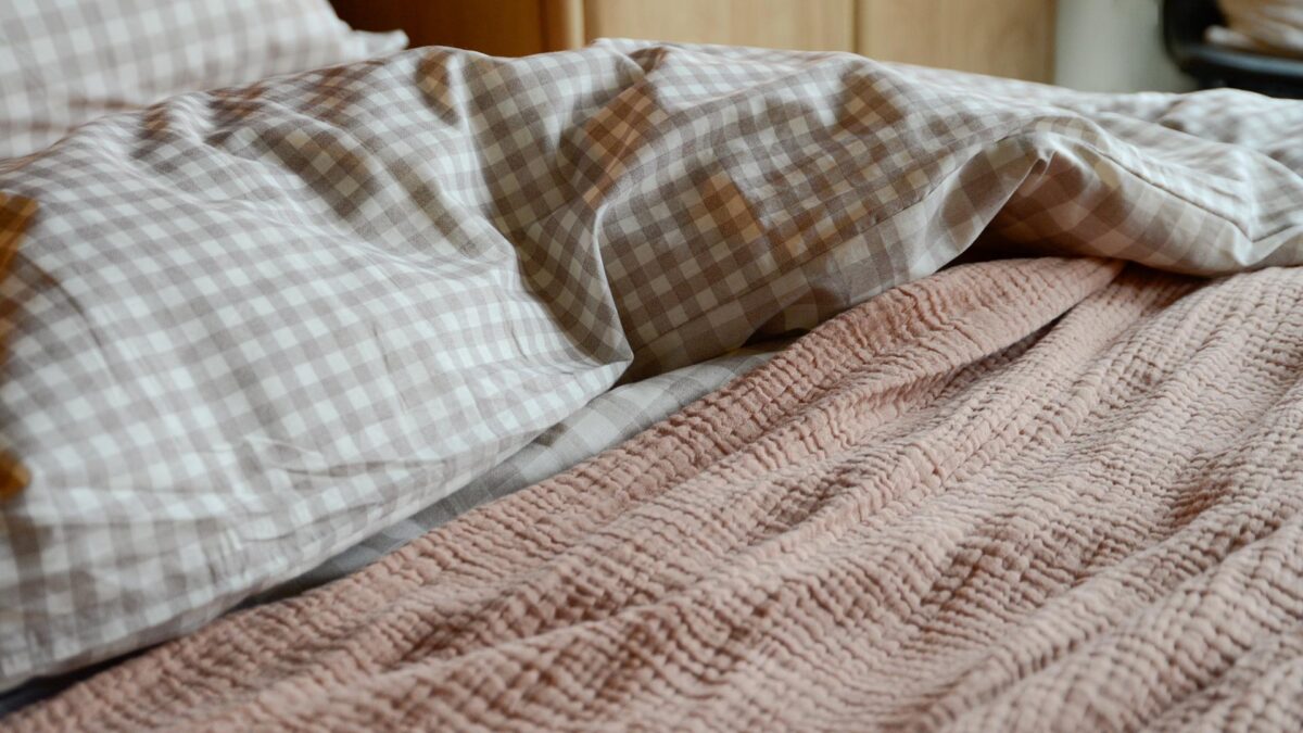 Gingham Cotton Bedding - Berry, Beige or Blue - Natural Bed Company