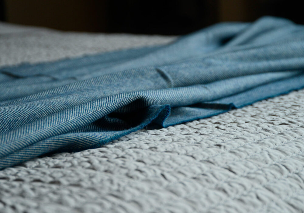 Kingfisher Blue Soft Lambswool Throw | Natural Bed Company