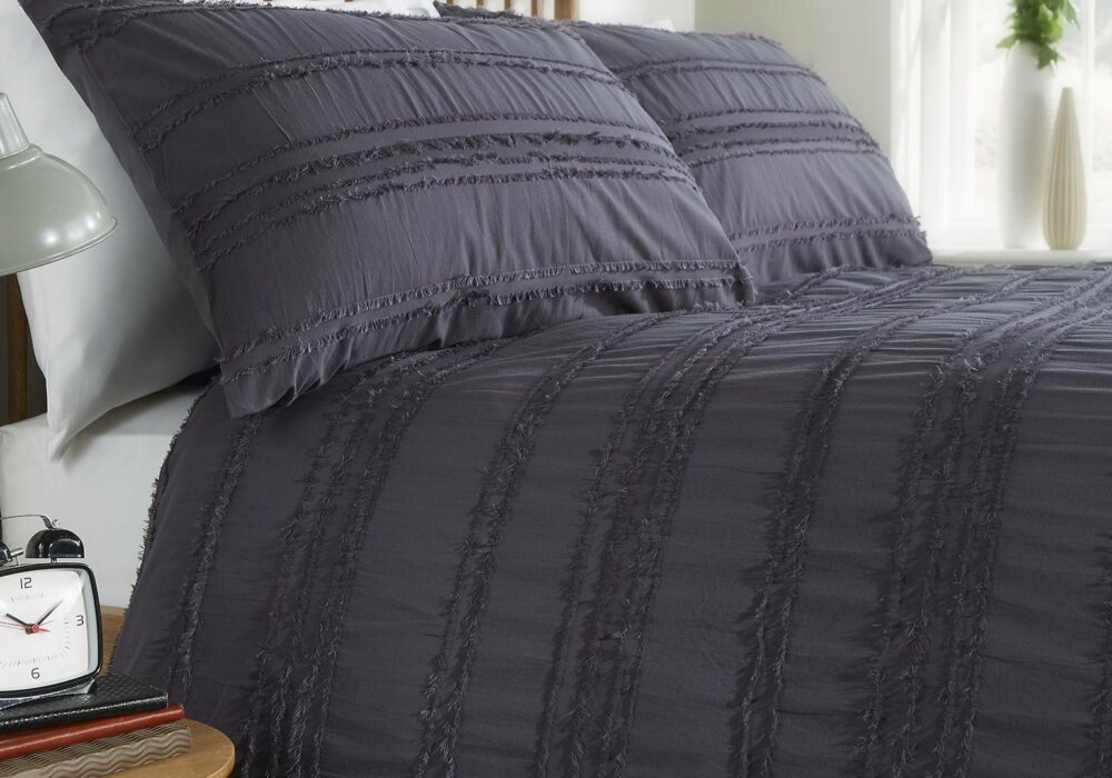 Studio Cotton Bedding Collection | White or Graphite | Natural Bed