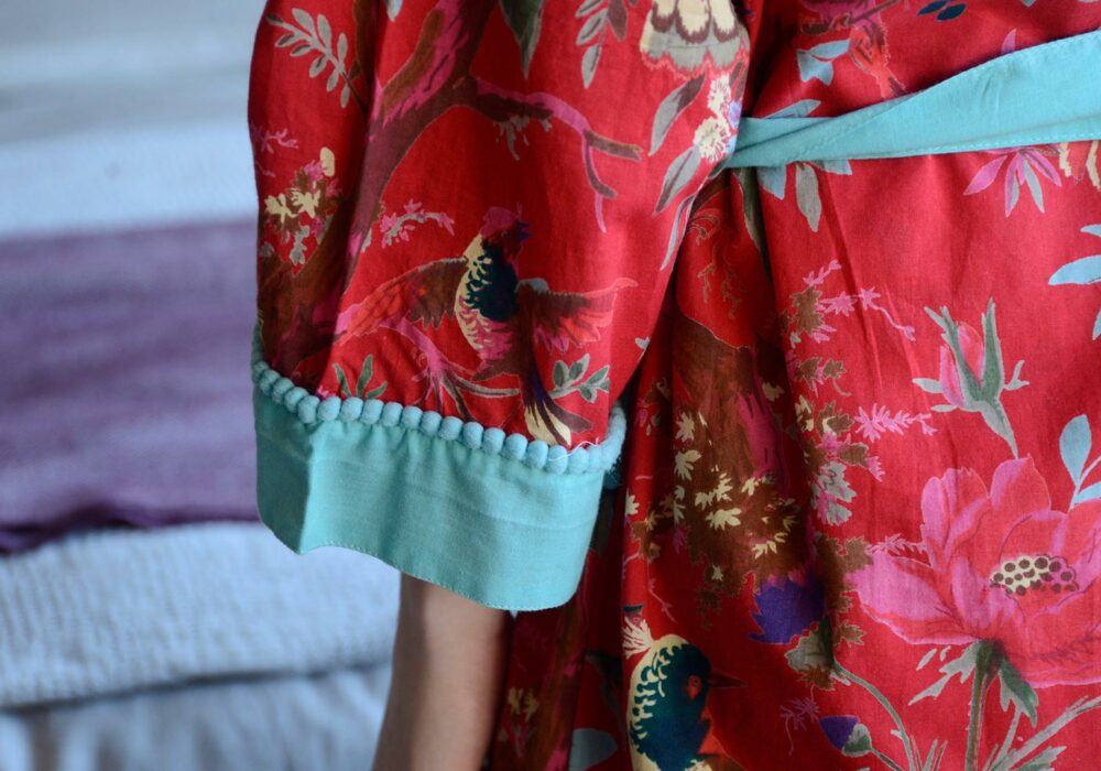 Red Floral Dressing Gown | Robes | Natural Bed Company
