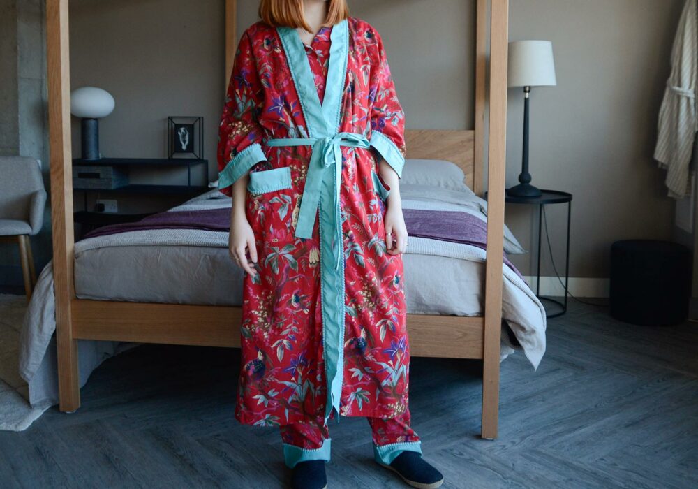 Red Floral Dressing Gown | Robes | Natural Bed Company