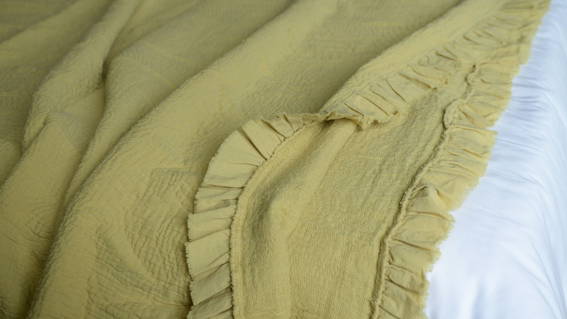 Pure Cotton Ruffle Bedspreads - 3 Colours - Natural Bed Company