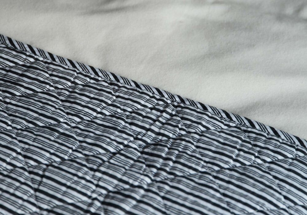 Black & White Stripe Quilted Throw | Natural Bed Company