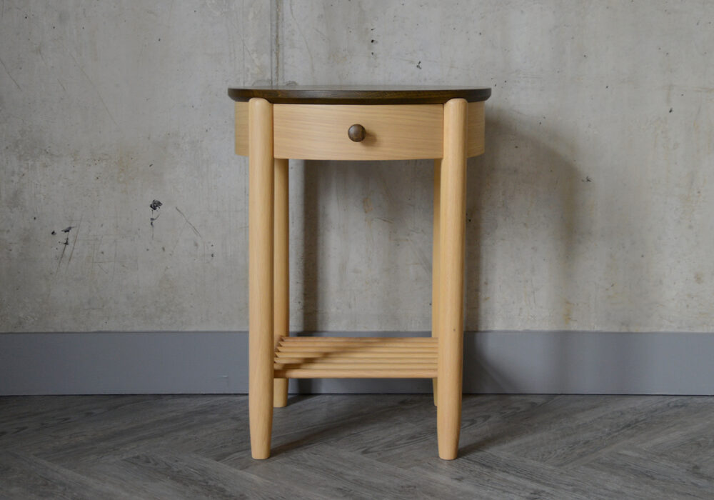 Two Tone Round Oak Nightstand - Natural Bed Company