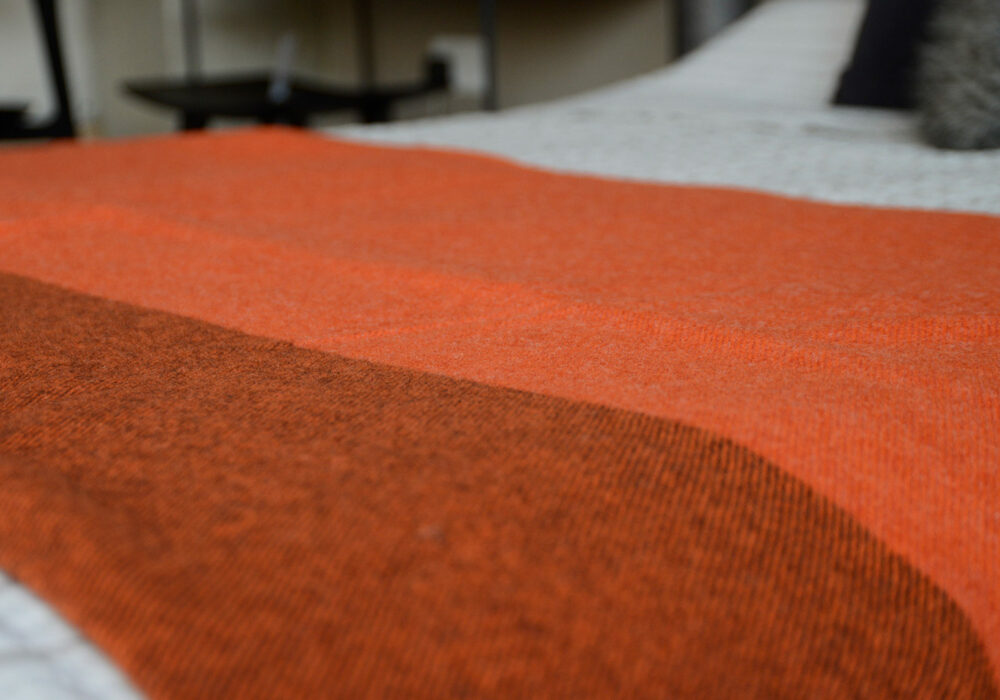 Orange Block Pure Wool Throw | Natural Bed Company
