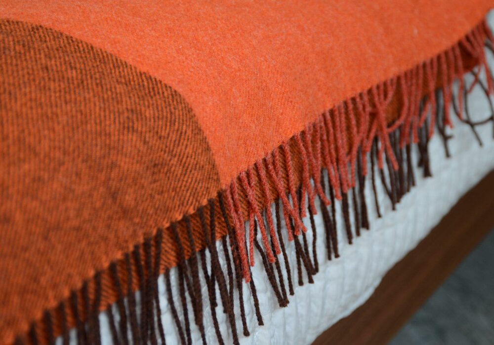 Orange Block Pure Wool Throw | Natural Bed Company