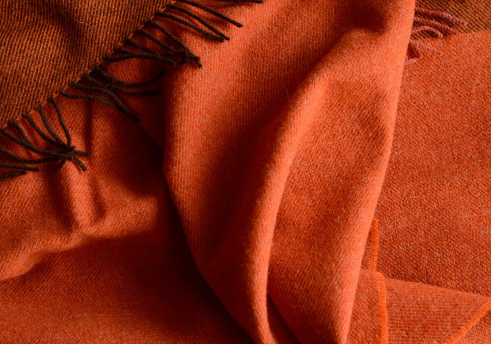 Orange Block Pure Wool Throw | Natural Bed Company