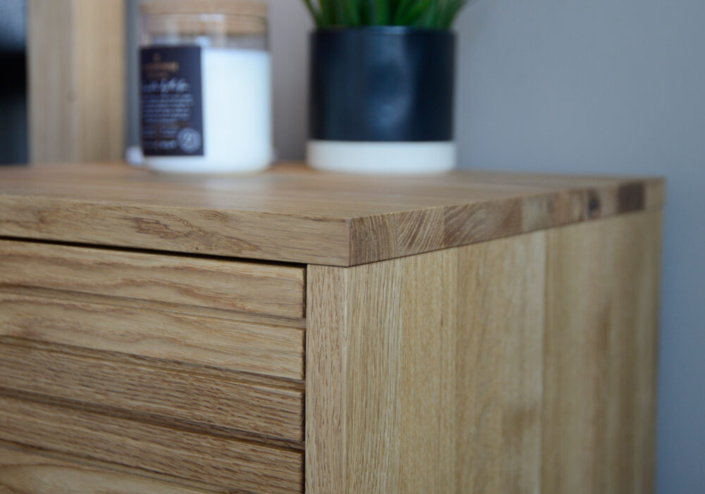 Solid Oak 1 Drawer Unit - Groove Effect Panel - Natural Bed Company