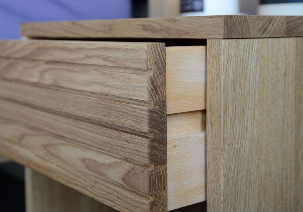 Solid Oak 1 Drawer Unit - Groove Effect Panel - Natural Bed Company