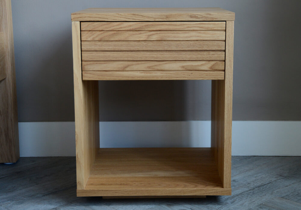 Solid Oak 1 Drawer Unit - Groove Effect Panel - Natural Bed Company