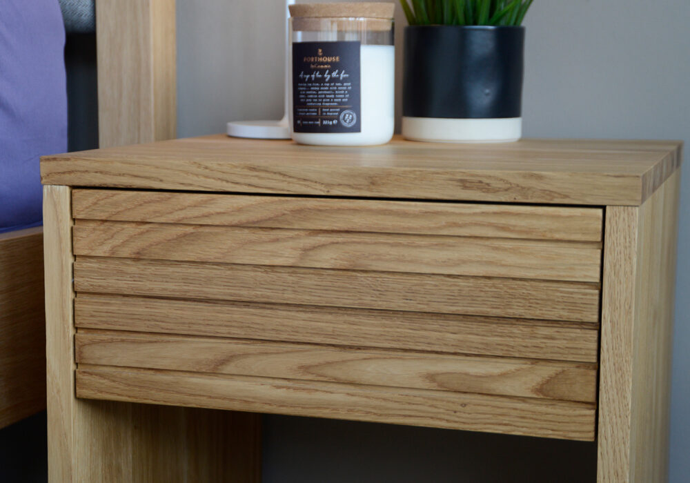 Solid Oak 1 Drawer Unit - Groove Effect Panel - Natural Bed Company