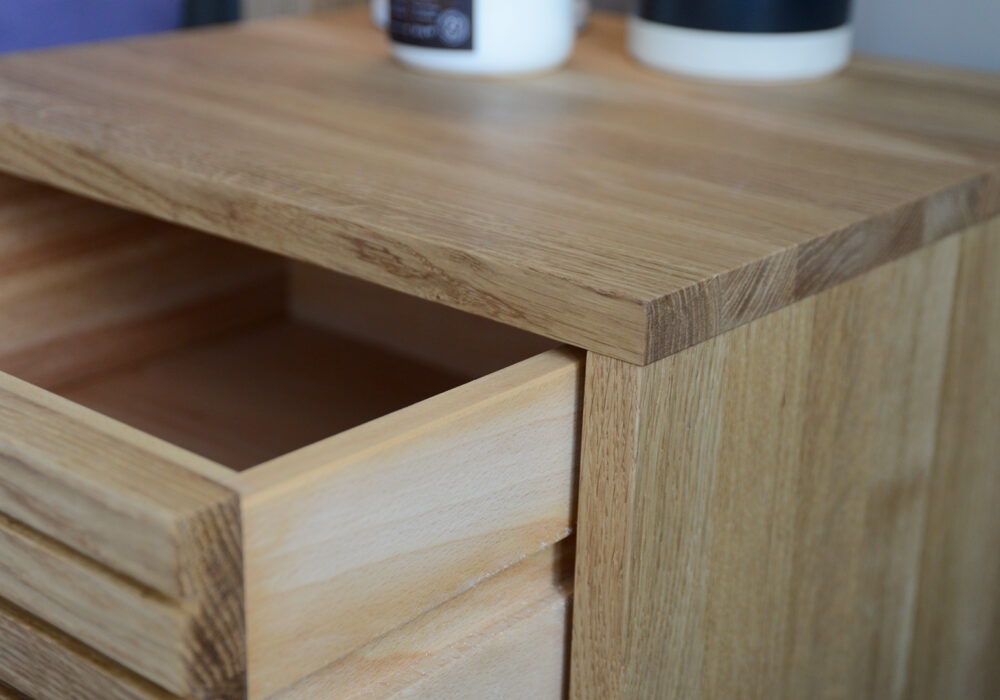 Solid Oak 1 Drawer Unit - Groove Effect Panel - Natural Bed Company