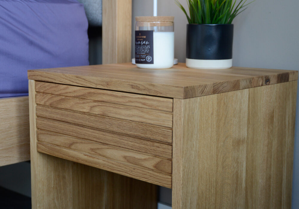 Solid Oak 1 Drawer Unit - Groove Effect Panel - Natural Bed Company