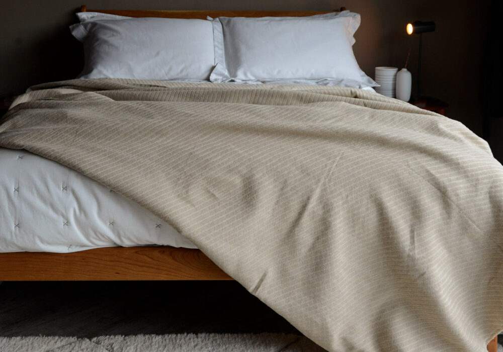 Patterned Bedspreads | Beige or Ochre | Natural Bed Company