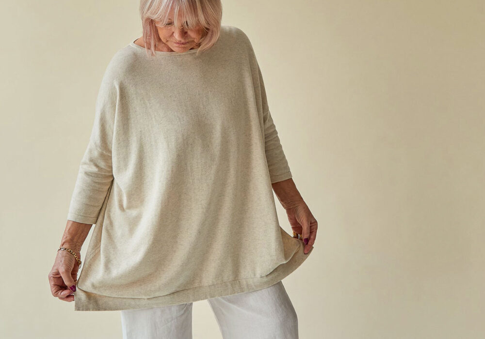 Boat-neck Cotton Jumper | Oatmeal | Natural Bed Company