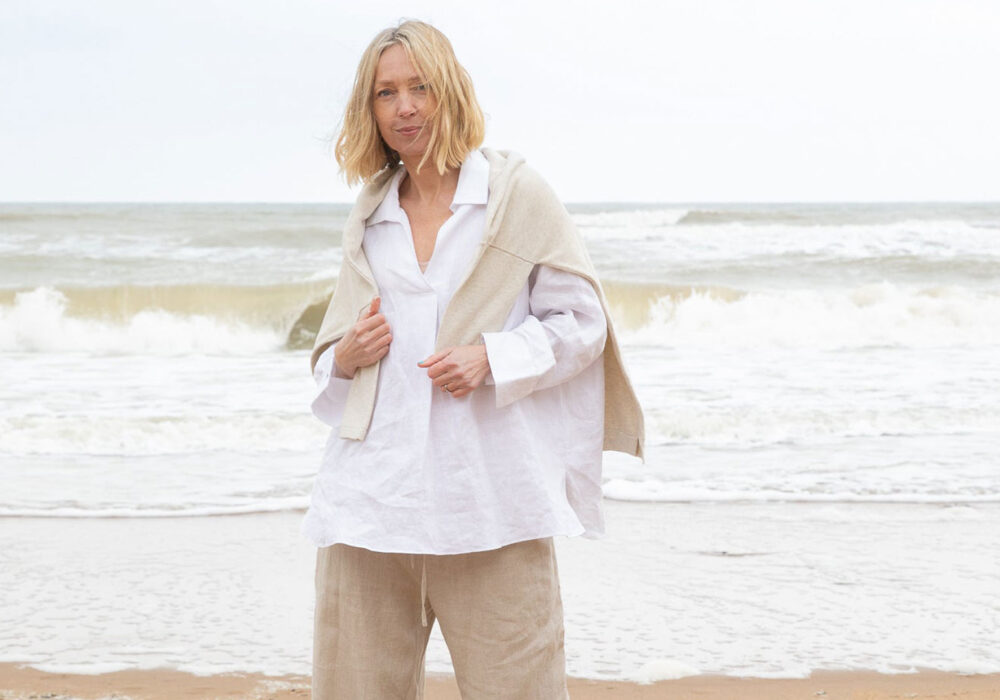 Boat-neck Cotton Jumper | Oatmeal | Natural Bed Company