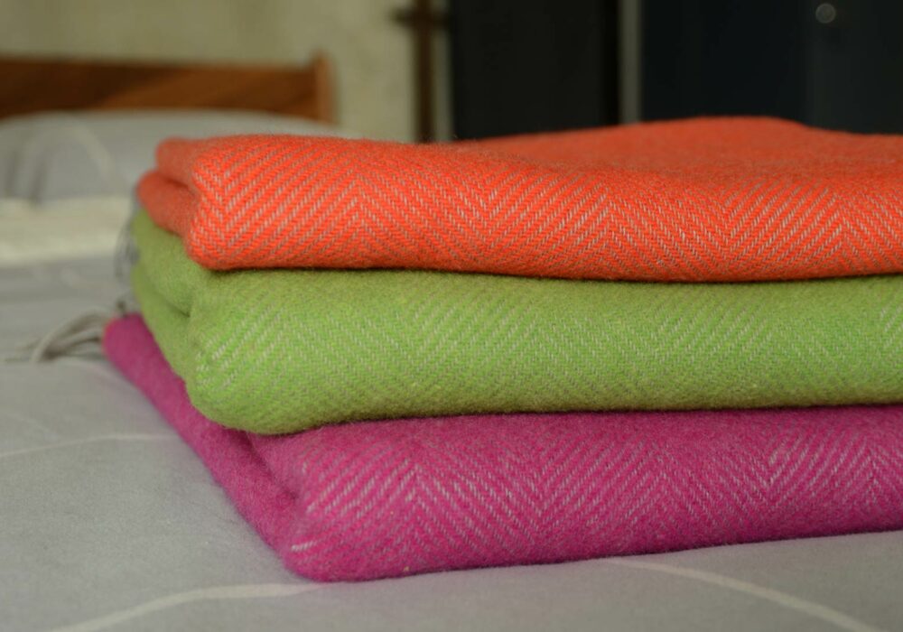 Herringbone Throws | Bright Colour Blankets | Natural Bed Co