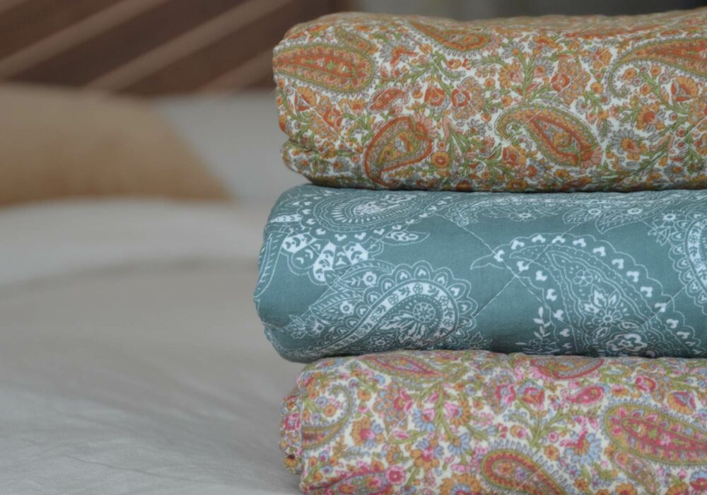 Colourful Quilted Throws with Paisley Print | Natural Bed Company