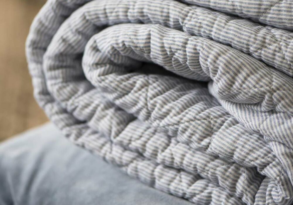 Striped Cotton Quilted Throws | Blankets | Natural Bed Company