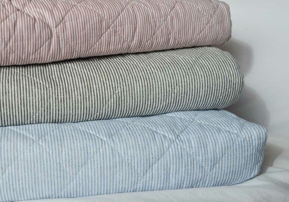 Striped Cotton Quilted Throws | Blankets | Natural Bed Company