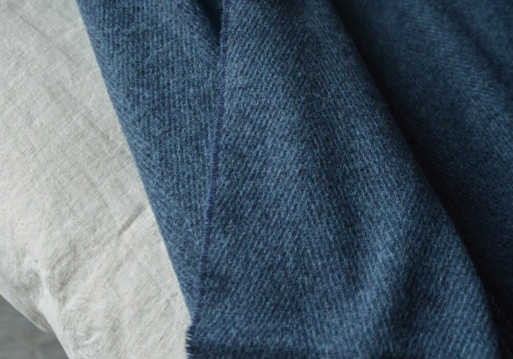 Deep Blue Pure Wool Throw | Natural Bed Company