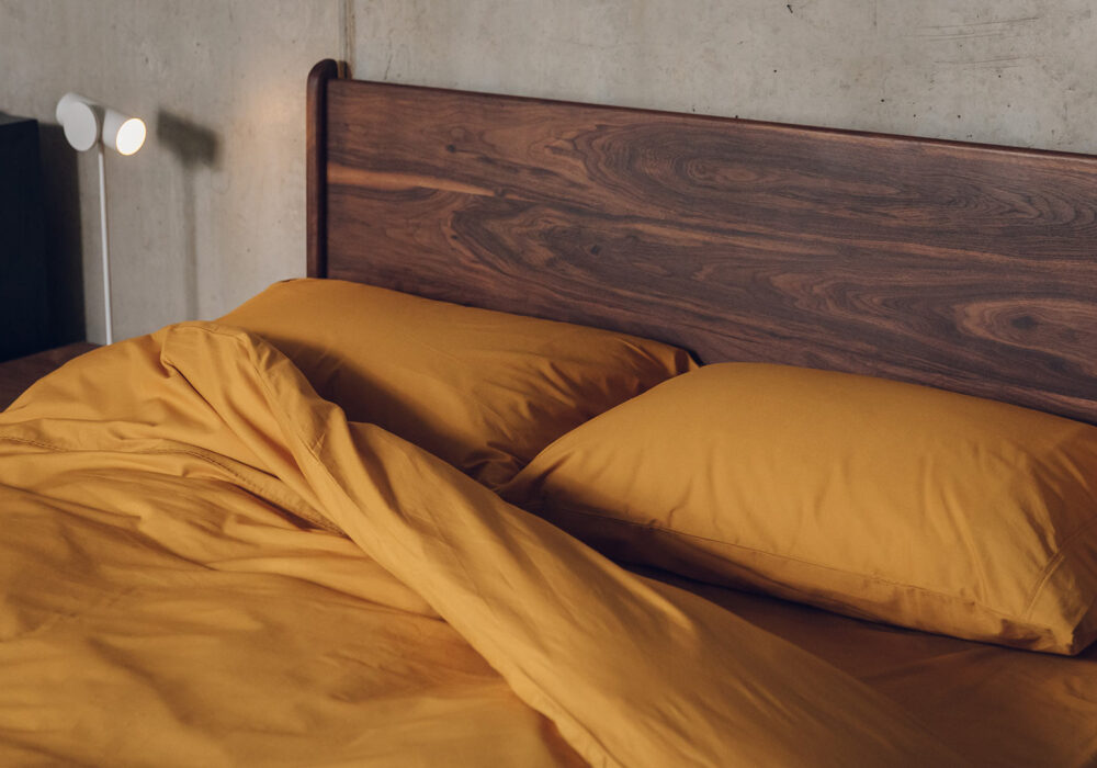 Ochre or Blue Egyptian Cotton Bedding | Natural Bed Company