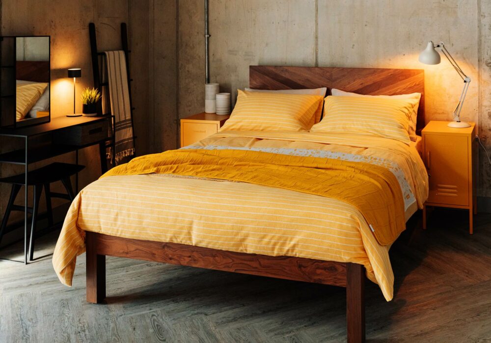 Yellow & Ivory Brushed Cotton Duvet Set | Natural Bed Company