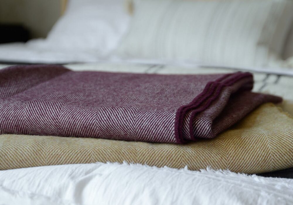 Extra Large Merino Throws | Berry or Caramel | Natural Bed Co