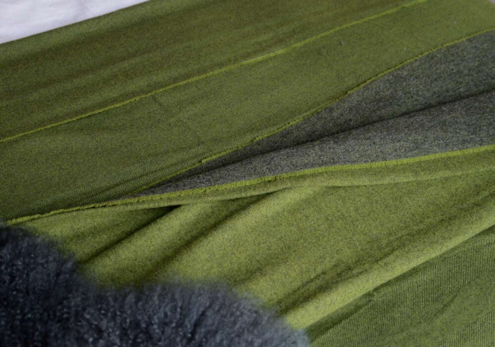 Reversible Wool Throw | Green & Grey | Natural Bed Company