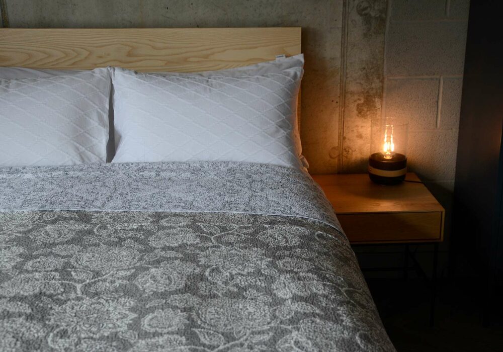 Reversible Grey Floral Bedspread | Natural Bed Company