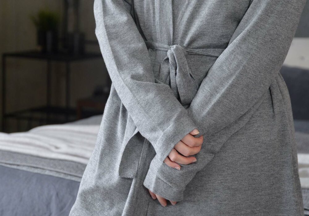 Knitted Robe in Grey | Lounge-wear | Natural Bed Company