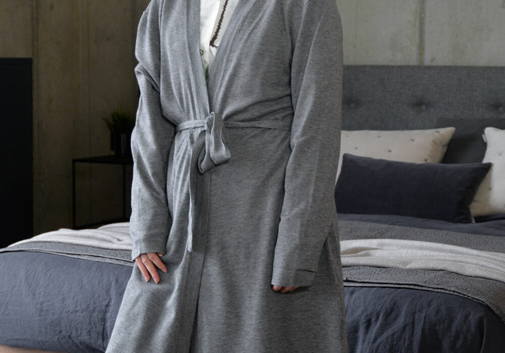 Knitted Robe in Grey | Lounge-wear | Natural Bed Company