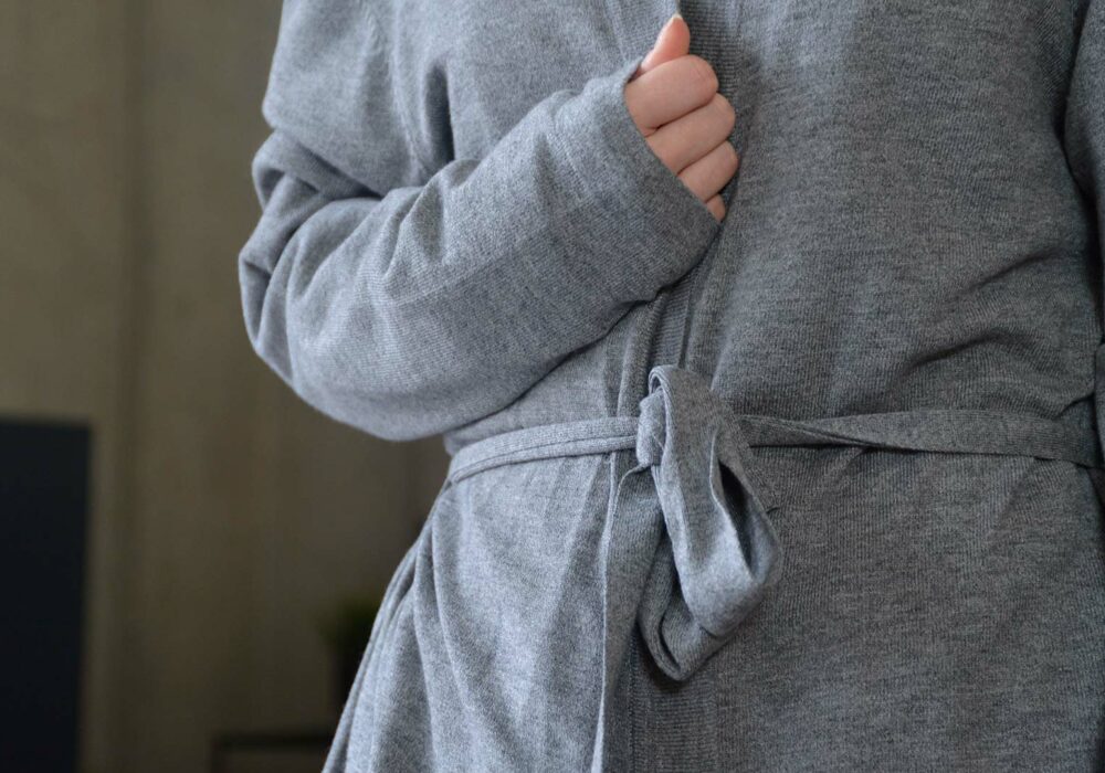 Knitted Robe in Grey | Lounge-wear | Natural Bed Company