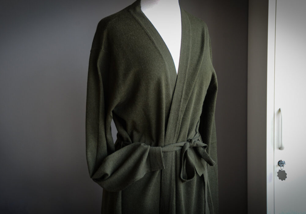 Knitted Robe in Dark Olive | Lounge-wear | Natural Bed Company