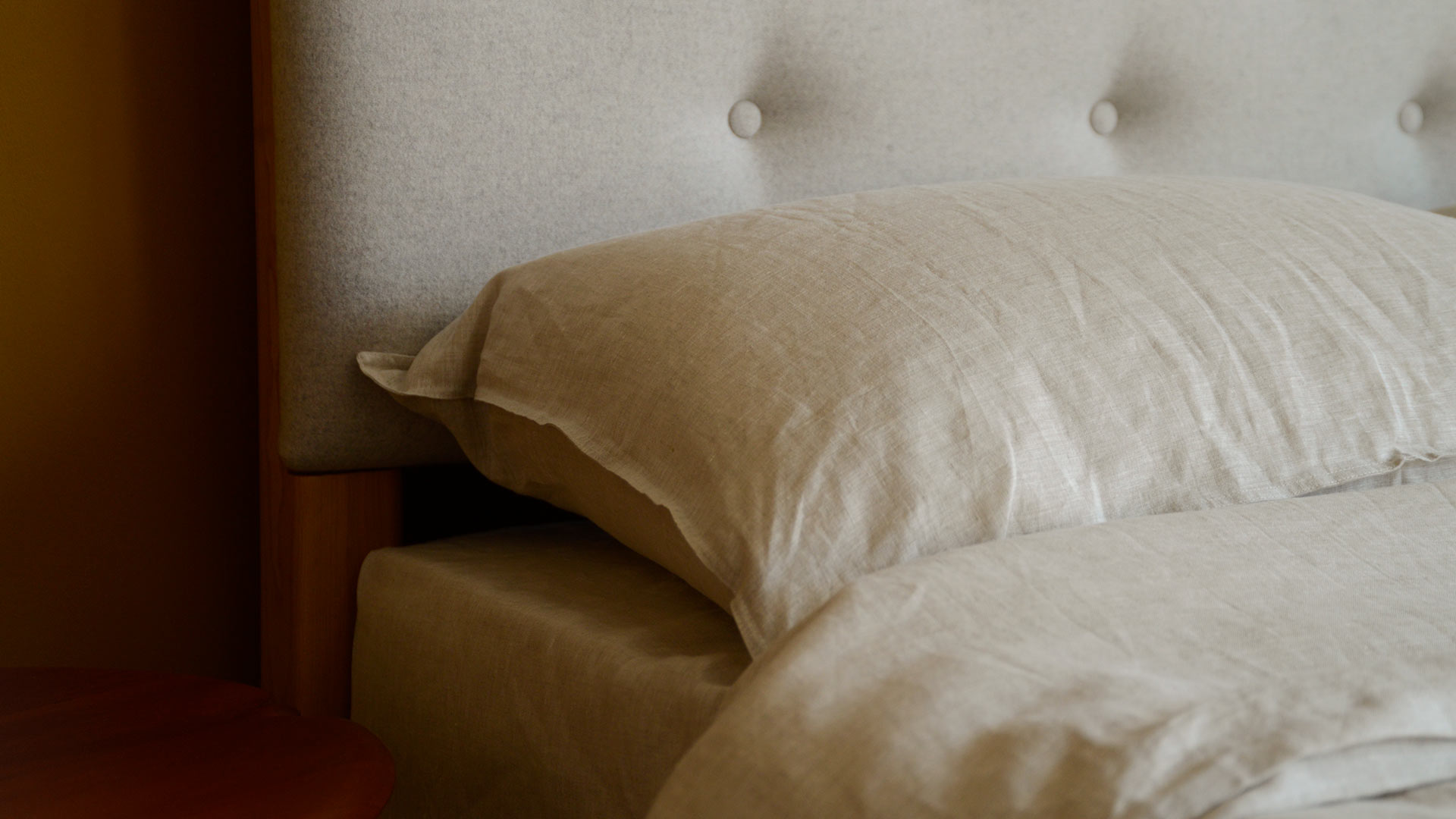 Luxury Linen Bedding in Olive or Stone | Natural Bed Company