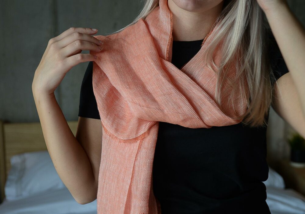 Pure Linen Scarves | Oatmeal or Nectarine | Natural Bed Company