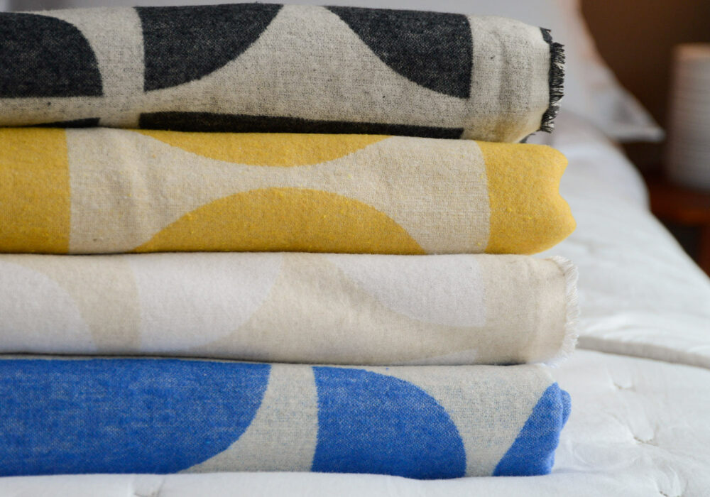 Linen Blend Throws - Half Circle Design - Natural Bed Company