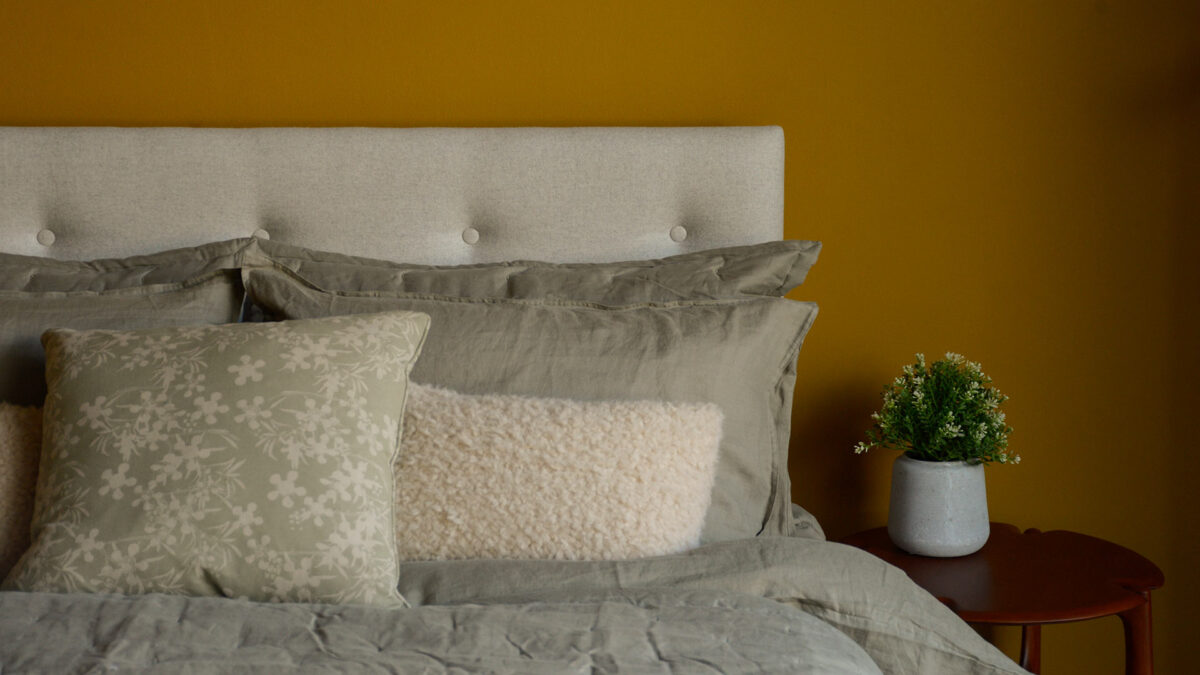 Luxury Linen Bedding in Olive or Stone | Natural Bed Company