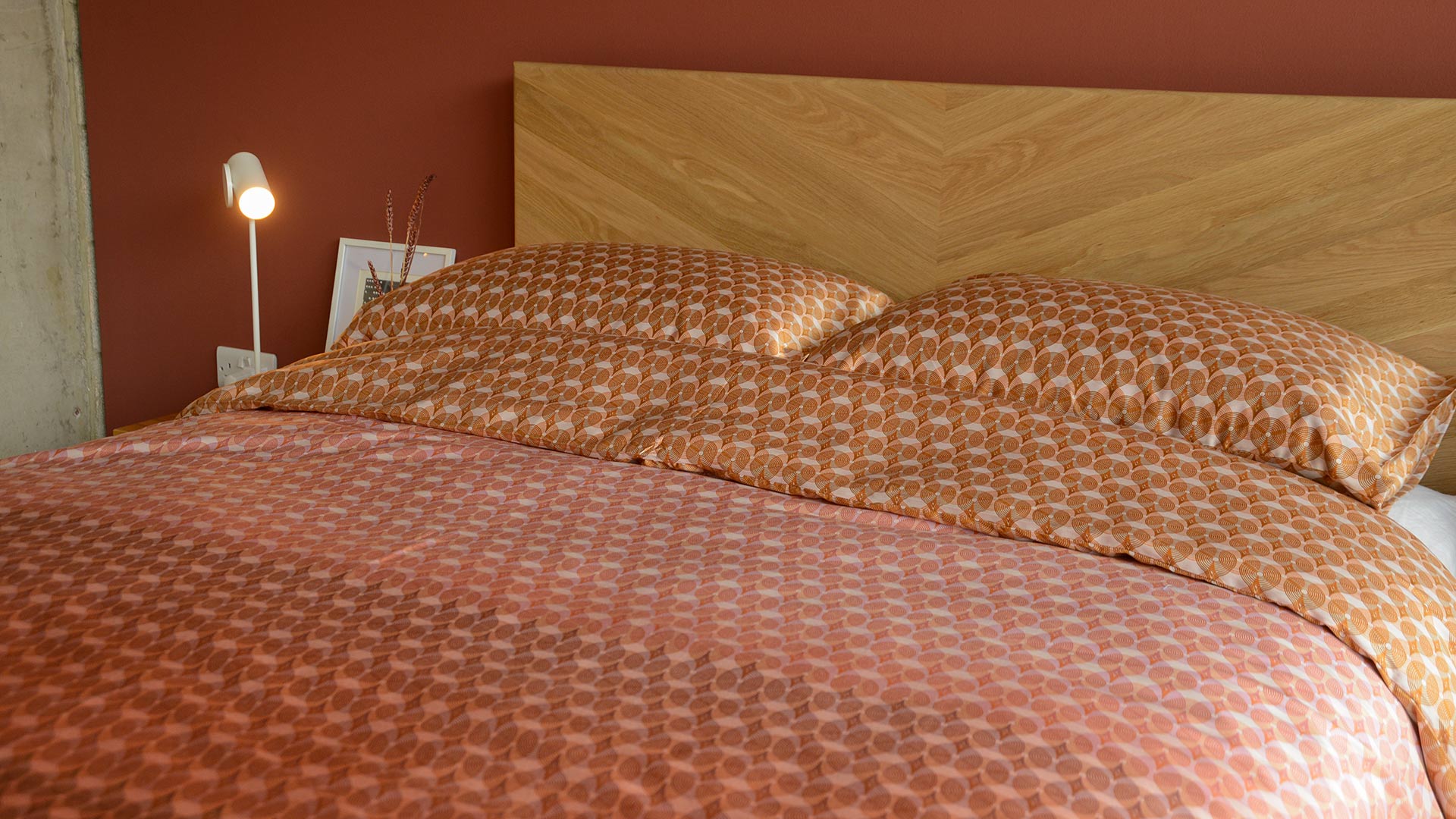 Circle Pattern Cotton Blend Bedding - Teal or Rust - Natural Bed Company