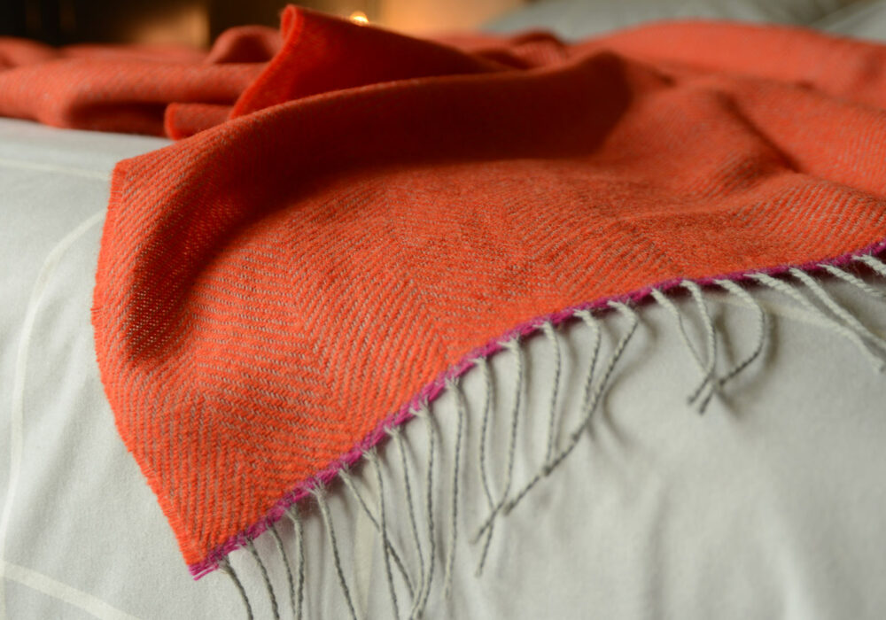 Herringbone Throws | Bright Colour Blankets | Natural Bed Co