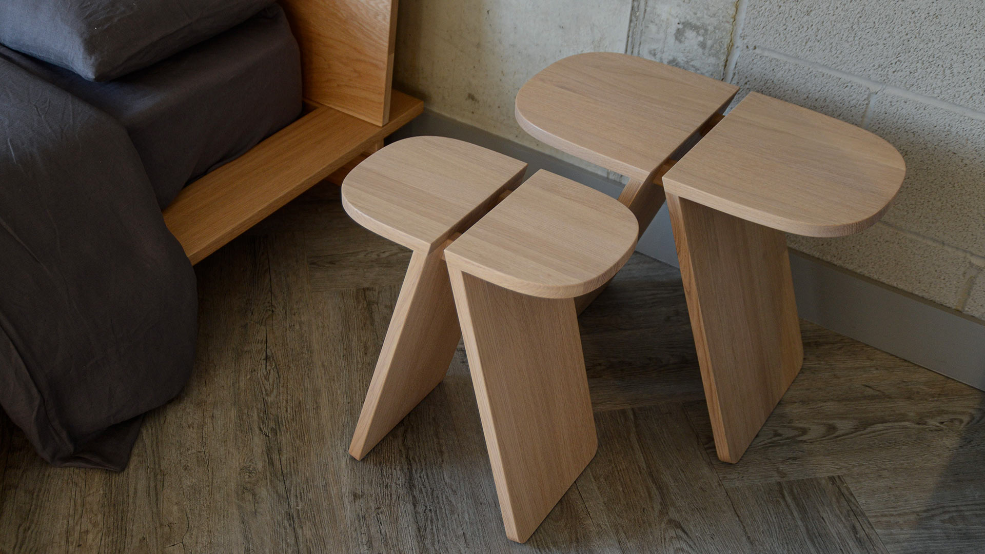 Avio - Solid Oak Side Tables - Natural Bed Company