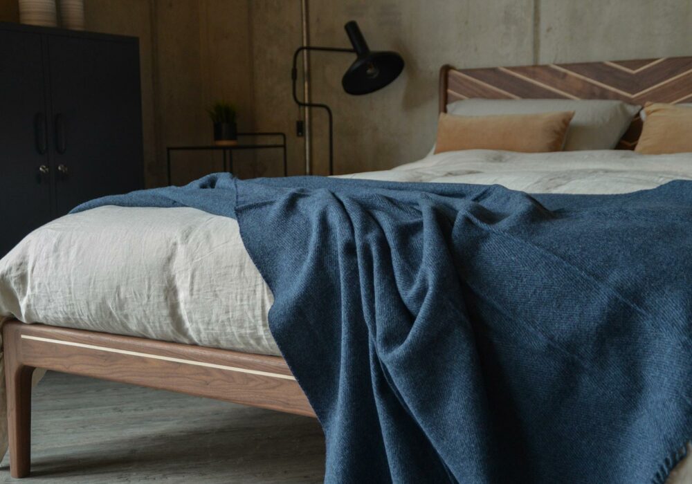 Deep Blue Pure Wool Throw | Natural Bed Company