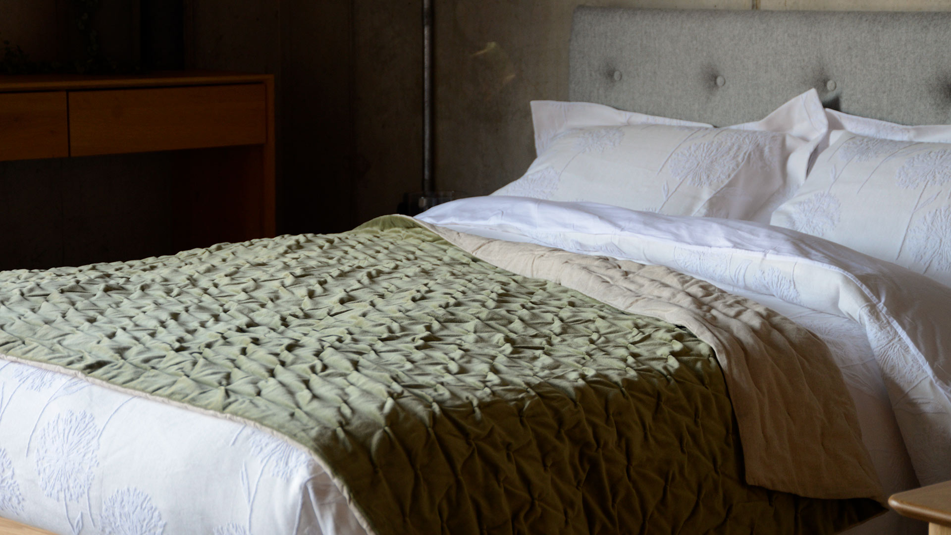 Reversible Cotton Velvet Quilted Throws | Natural Bed Company