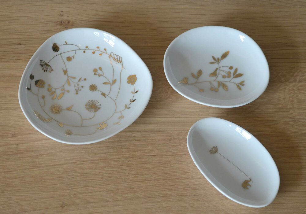 Mini Porcelain Dishes | Gold Decoration | Natural Bed Company