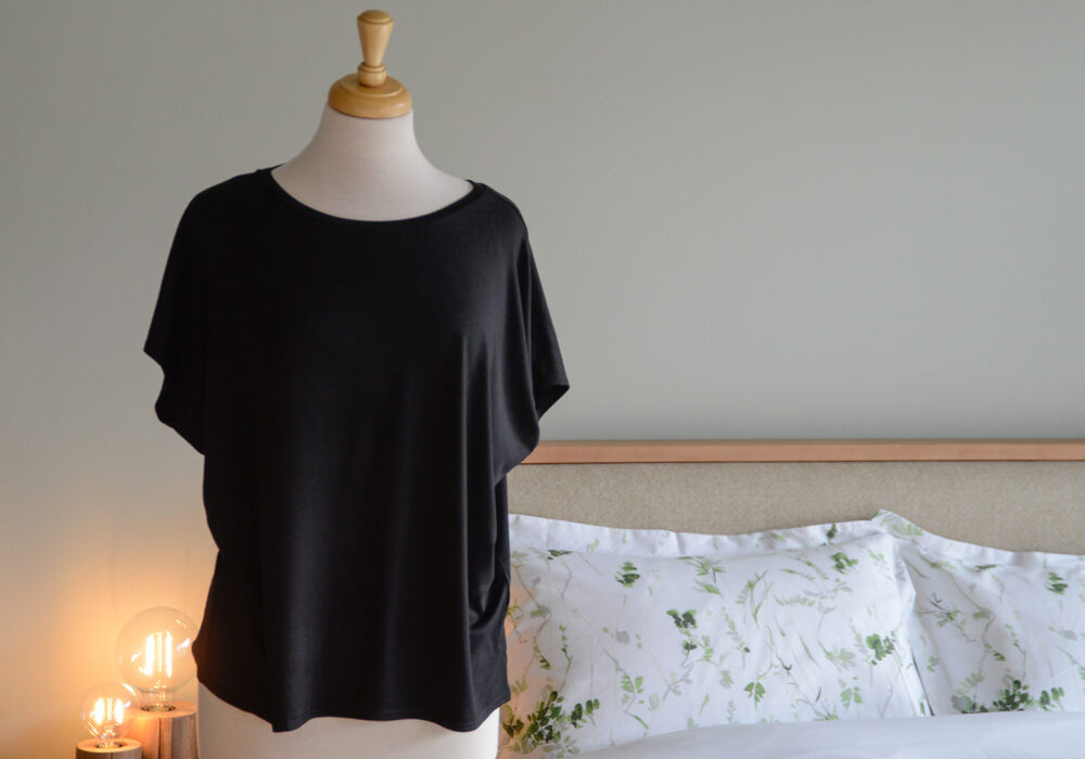Soft Drape T-Shirt | Black | Loungewear | Natural Bed Company
