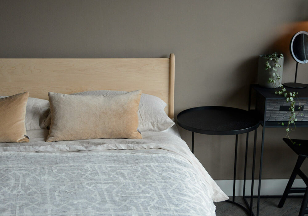 Textured Cotton and Linen Graphic Throw - Natural Bed Company