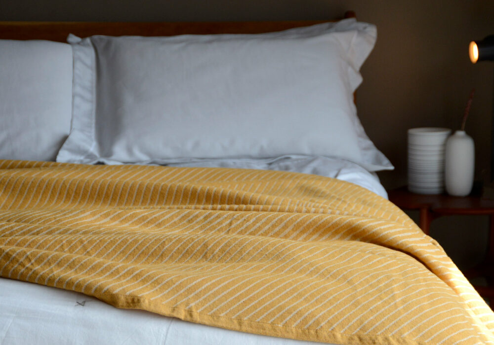 Patterned Bedspreads | Beige or Ochre | Natural Bed Company